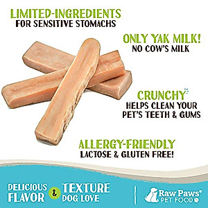 Raw Paws Himalayan Yak Chews for Large Dogs - Large Chews (3-Count) - Himalayan Cheese for Large Dogs - Yak Bones for Dogs - Yak Milk Bones for Dogs - Dog Cheese Chews Himalayan