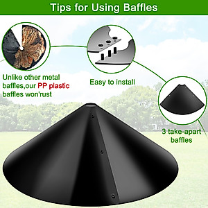 PP Squirrel Proof Baffle, Pole Mount Squirrel Guard Stopper for Outdoors Bird Feeder Pole - (Black, 16inch,1 Pack)