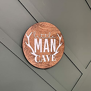 Little Man Cave, 12" Wood Wall Sign for Nursery, Bedroom, Living Room, Rustic Home Decor, Crib Decorations, Woodland Aesthetic, Gift for Newborn Boys, New Mom, Handmade, Hickory Hollow Designs
