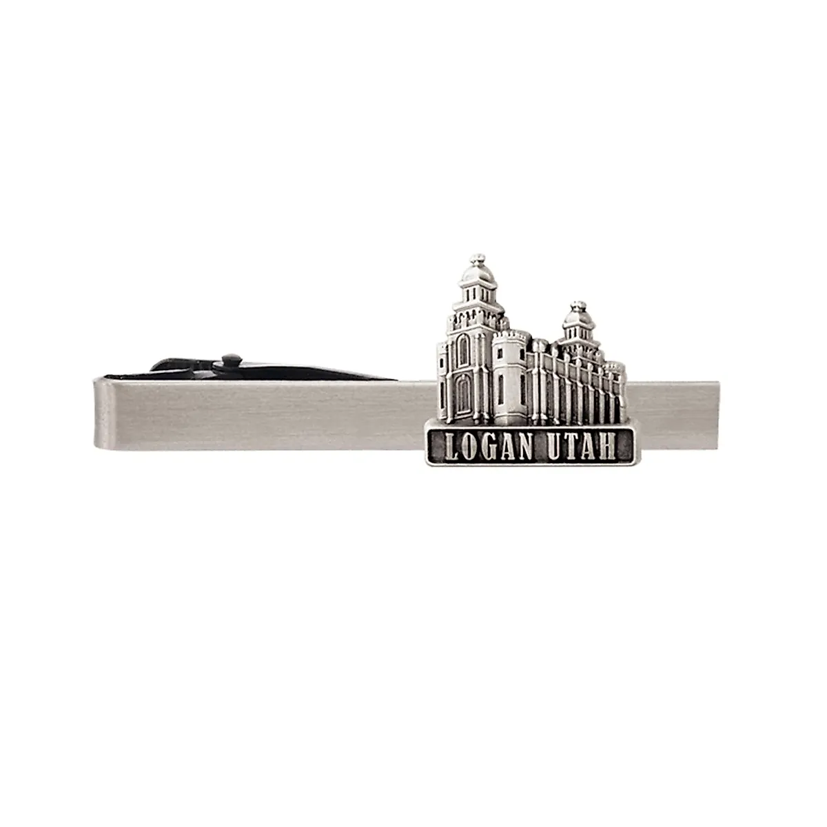 Silver Tie Clip by Ringmasters | LDS Temple Tie Clips for Men with Antique Silver Finish | Suit Accessories for Weddings, Church, & Formal Events | Versatile Tie Pin, (Logan Utah)