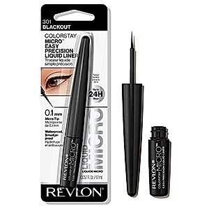 REVLON ColorStay Micro Easy Precision Liquid Eyeliner, Waterproof, Smudgeproof, Longwearing with Micro Felt Tip, 301 Blackout, 0.057 fl. oz