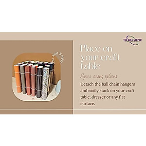 The Roll Keeper, Vinyl Roll Holder and Craft Room Organizer, Hanging Adjustable Rack, Diamond Painting Accessories,Closet, Door and Wall Mount, Holds 36 Roll (White Elastic)