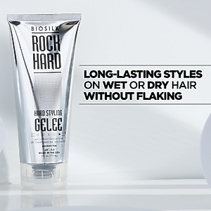 BioSilk Rock Hard Gel, Firm-Hold Hair Gel For Long-Lasting Styles, Sulfate, Paraben, & Cruelty-Free, 6 Oz