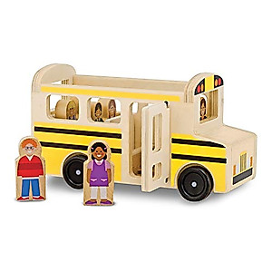 Melissa & Doug School Bus Wooden Play Set With 7 Figures - School Bus Toddler Toy For Pretend Play, Classic Toys For Kids
