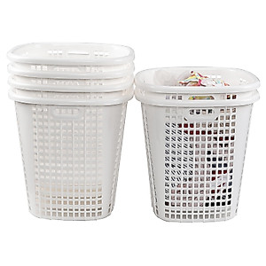Kekow 45 L Large Storage Basket, 6-Pack Plastic Laundry Hamper, White
