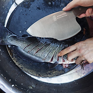 ADCODK Cleaver Fish Knives Professional Viking Cutting Boning Seafood Meat Kitchen Special Sharp Tuna Butcher Knife Full Tang with Sheath