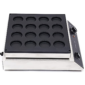 HinLIaDa 110V Electric Mini Cake Baker Machine, 16 Holes Red Bean Cake Maker Waffle Baker Machine Commercial Nonstick End Alarm with Thermostats & Timers LED Lights Show for Home Kitchen Bakery