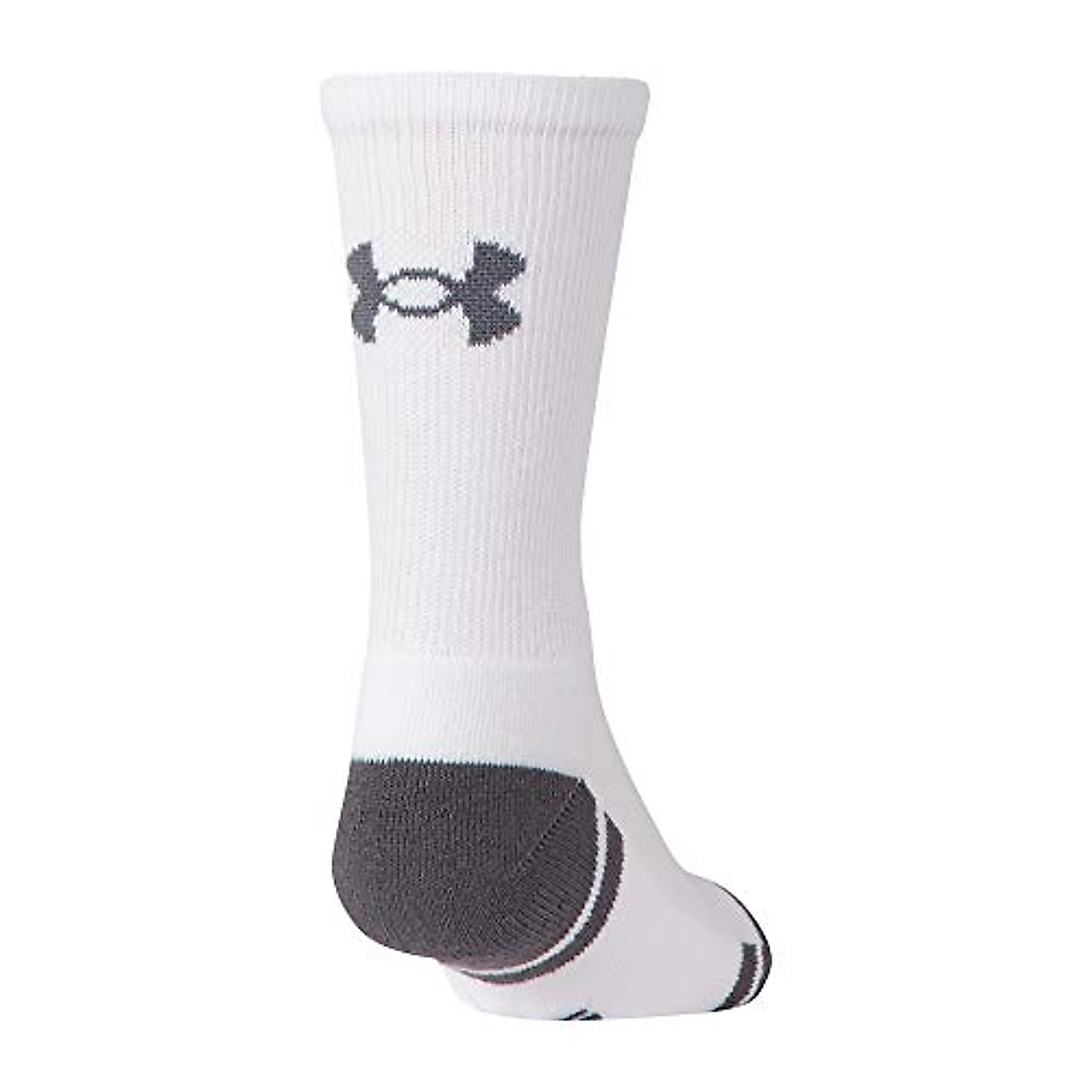 Under Armour Kids' Standard Resistor 3.0 Crew Socks, Multipairs, White/Graphite (6-Pairs), Small