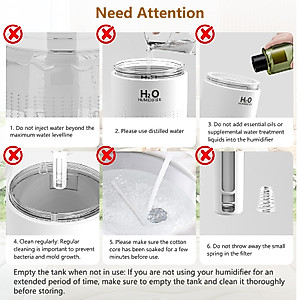 Mini Humidifiers for Bedroom 350ml Small Plants Humidifier Indoor Portable Travel Desk Cool Mist Humidifier, Auto Shut-Off 2 Mist Modes Humidificador for Bedroom Plants Travel Office Desk Car White