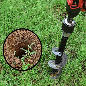 Gezhesiwei Auger Drill Bit Garden Auger Spiral Drill Bit Non Slip Earth Drill Auger for 38” Hex Drive Drill (3.5”X20”Black)