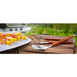 NFL & Bud Light Co-Branded 3 Piece BBQ Grill Set for Tailgating, Barbecue Parties and More for The Denver Broncos Fan Family: Spatula, Bottle Opener, Tongs and Fork - Made in The USA
