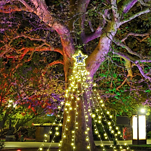 Joiedomi 345 LED Christmas Decoration Star Lights, 11.5Ft 8 Lighting Modes Decorative Tree Lights with Topper Star for Christmas Tree, Party Wedding Garden Yard Patio Xmas Outdoor Décor(Warm Whit)