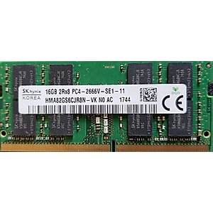 Genuine OEM 16GB Laptop Ram HMA82GS6CJR8N-VK 16GB (1X16GB) PC4-21300 DDR4-2666MHz Non-ECC Unbuffered CL19 260-Pin SoDimm 1.2V Single Rank Laptop Memory
