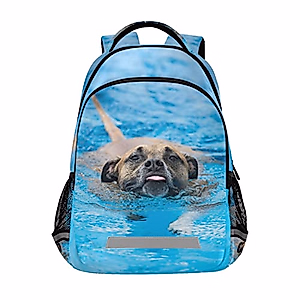 Glaphy Pitbull Dog Swimming Backpack with Reflective Stripes, Laptop School Book Bag Lightweight Computer Backpacks for Men Women Kids