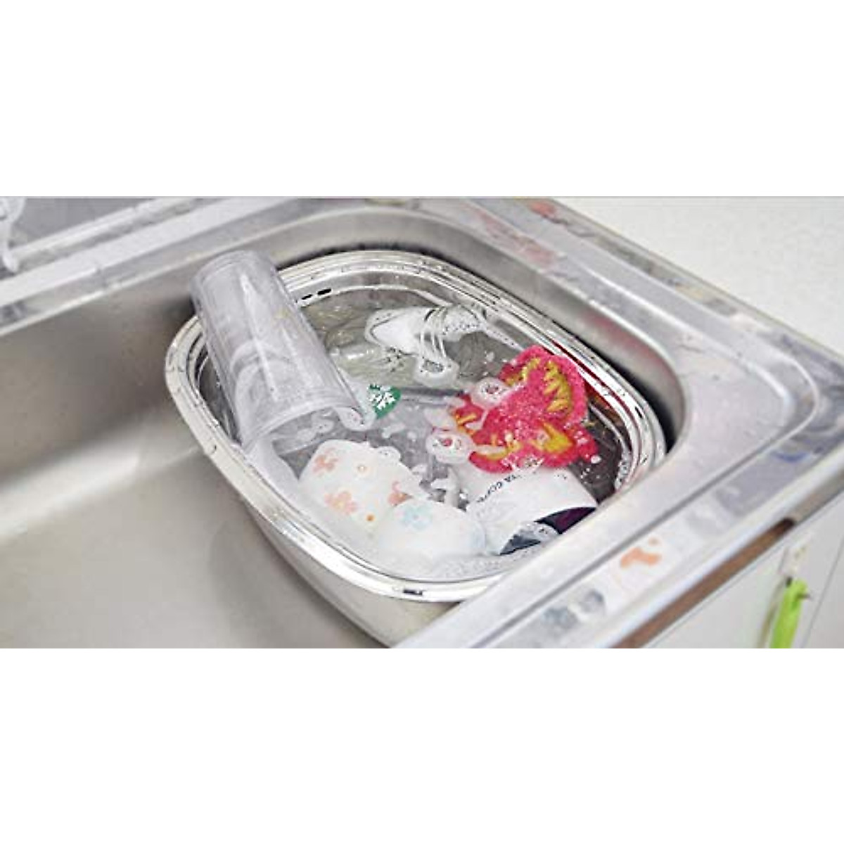 Characin Stainless Steel Dishpan Basin Dish Washing Bowl Bucket Basket Portable Tub Rack (Rounded Rectangle)