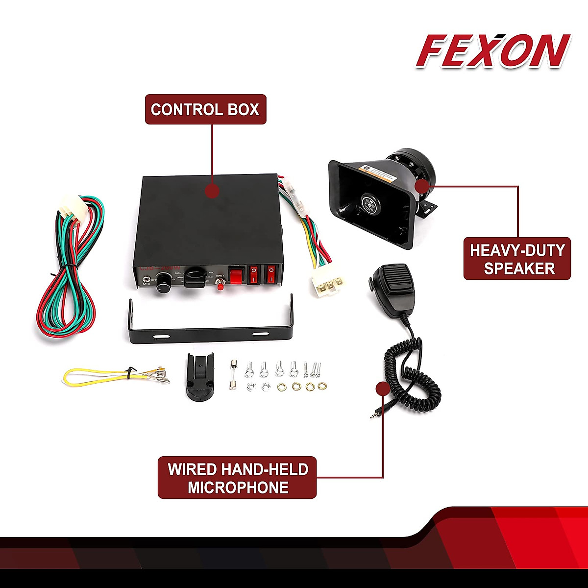 9 Tones Police Siren 200W Wired Handheld Microphone Loudspeaker Emergency Siren Electronic PA System Amplifier Black Plastic Square Speaker DC12V