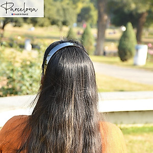 Parcelona French Wide 3/4" Shell Brown and Black Celluloid Set of 2 Headbands for Women