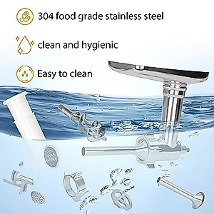 Meat Grinder Attachment Replacement for Kitchenaid Stand Mixers Meat Grinder, Meat Grinder Attachment For Grinder Attachment, Meat Grinder&Slicer Attachment with3 Sausage Tubes