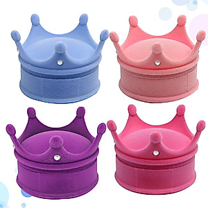 4Pcs Crown Style Jewelry Trinket Box, Decorative Unique or Home Decor (blue+pink+purple+pink)