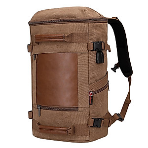 WITZMAN Travel Backpack with USB Charging Port Large Carry On Canvas Backpack Duffel Luggage Fit 17 inch Laptop for Men Women(2063 Light Green)