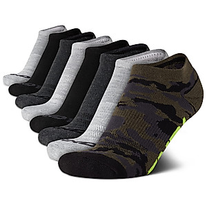 AND1 Boys' Socks - Athletic Cushion Low Cut Socks (8 Pack), Size Small-Medium, Green Camo