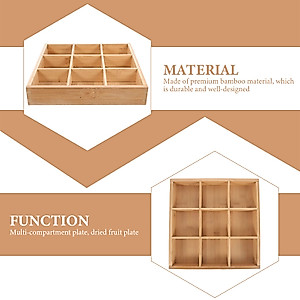 Hemoton Candy Serving Tray Wooden Divided Serving Tray 9 Section Hot Pot Food Plate Nut Candy Snack Storage Organizer Container Fruit Dish Sushi Plate Coffee Table Tray Compartment Serving Platter