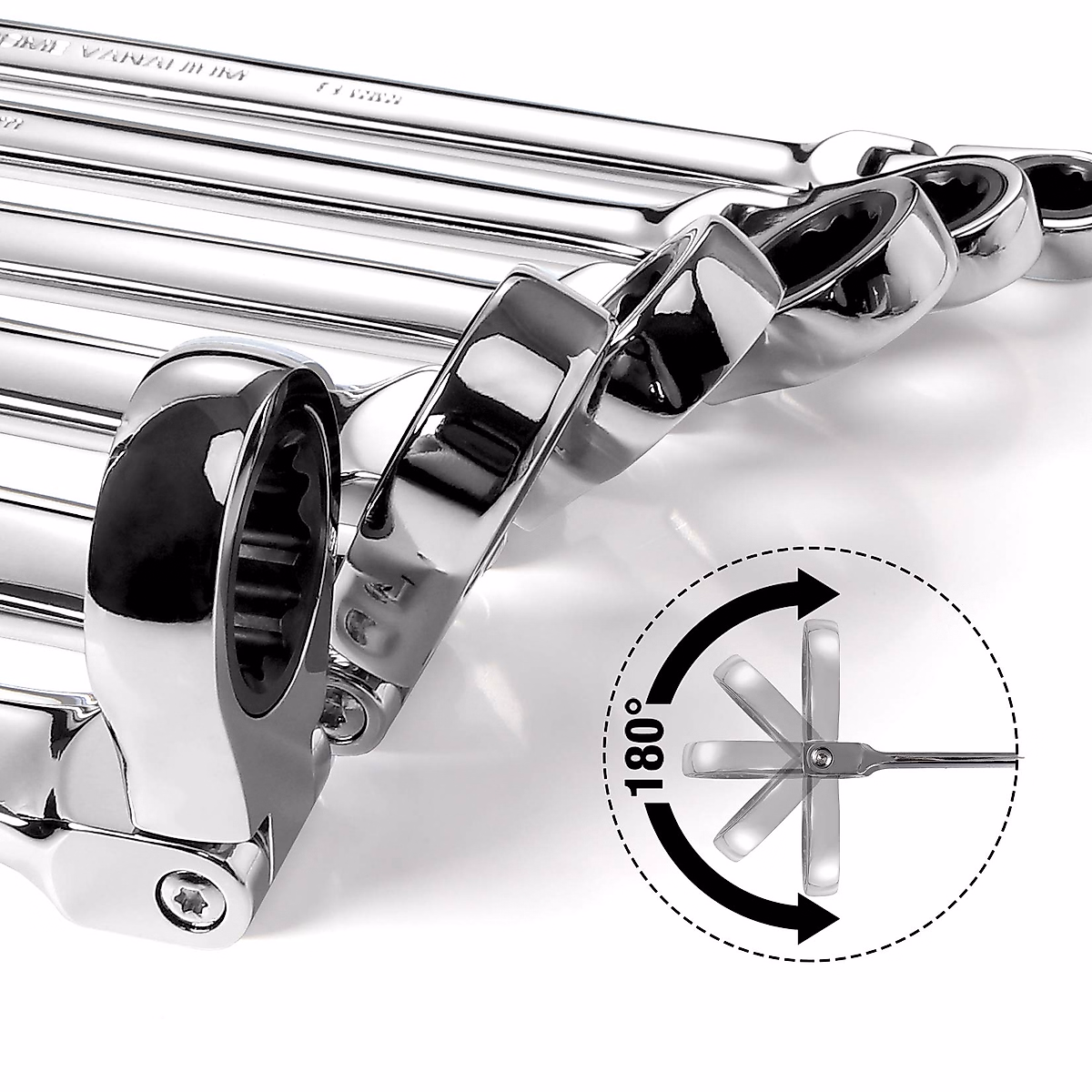 DURATECH 14 * 15mm Extra Long Flex-Head Ratcheting Wrench, Metric, CR-V Steel