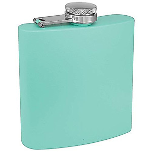 Clear Water Home Goods - 6 oz Powder Coated Stainless Steel Hip Flask - Wedding Party - Groomsman - Bridesmaid (Matte Teal, 10)