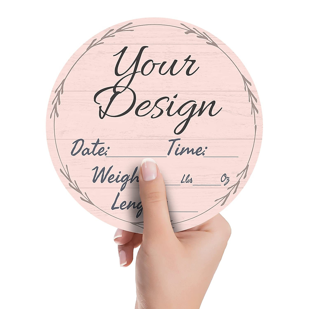 Baby Newborn Announcement Sign Personalized Custom Name Gender Reveal Girl Boy Neutral Nursery Wall Decor Gifts Hello World Hospital Photography (Farmhouse Pink)