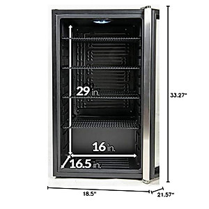 Igloo IBC35SS 135-Can Capacity Beverage Refrigerator & Cooler for Soda, Beer, Wine and Water LED-Lighted Double-Pane Glass Door, 3.5 Cu. Ft, Stainless Steel, Cubic Foot