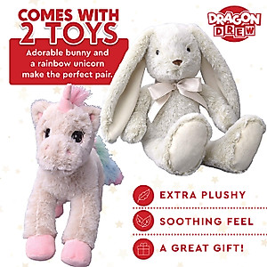 Dragon Drew Unicorn and Bunny Stuffed Animals - 2 Soft Plush Animal Toys for Baby, Toddler and Kids - Cute and Cuddly Friends for Boy or Girl - Great Gift for Easter, Christmas, Birthday