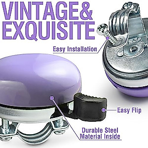 MARQUE Beach Cruiser Bike Bell – Classic Bicycle Bell Design for Adults and Kids with Traditional Ring Sound (Purple)
