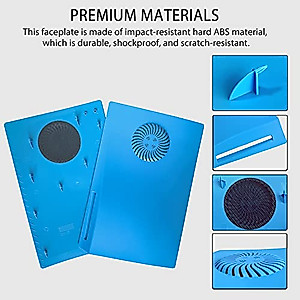 PS5 Faceplate with Cooling Vents and Dust Filter for Disc Edition DOBEWINGDELOU PS5 Face Plate Console Cover Replacement Side Plate Shell Dustproof Accessories ABS Case Blue