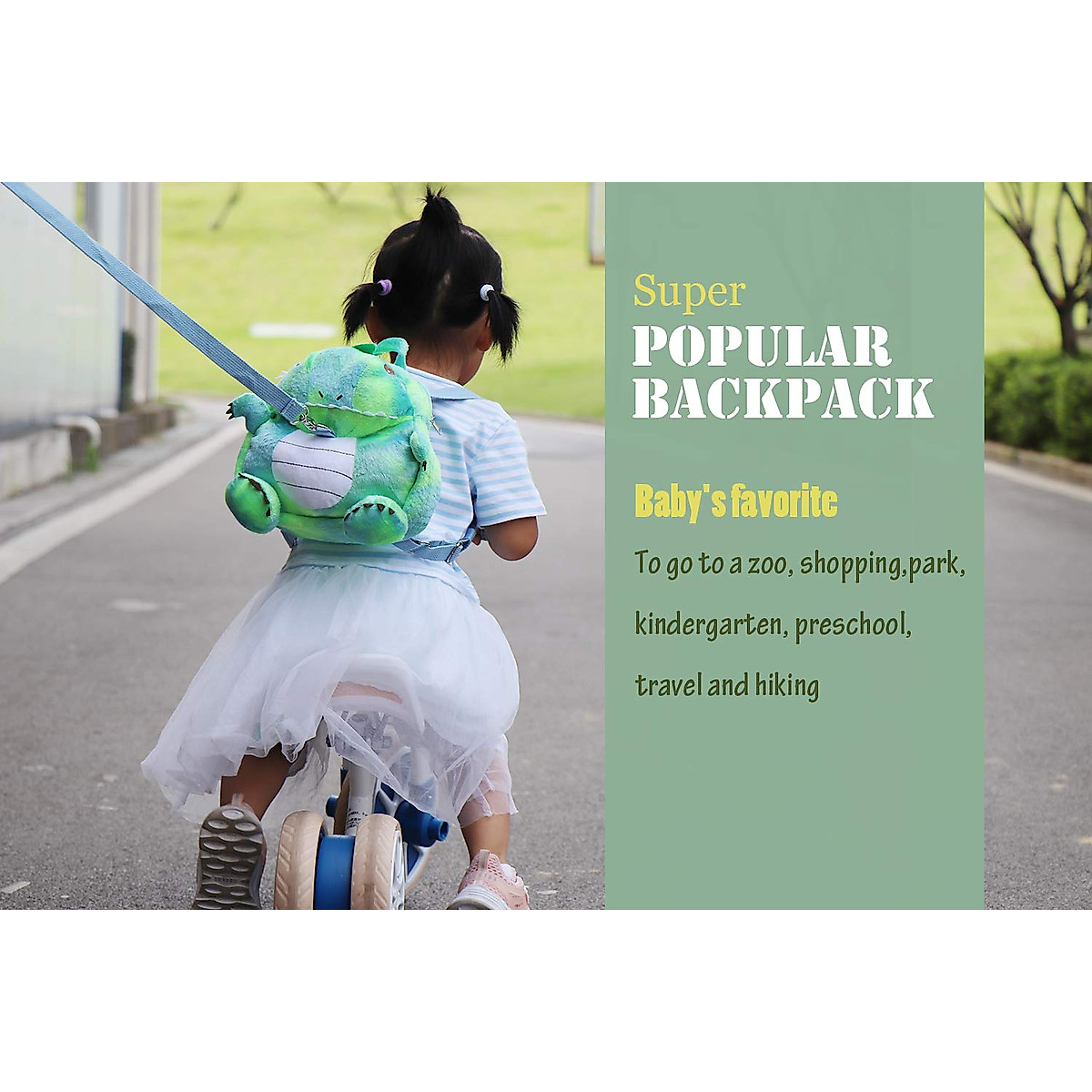 Heltid Kids Dinosaur Toddler Backpack with Leash,Cute Plush Animal Backpack for boys