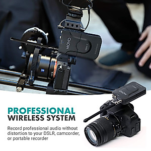 Movo Universal Wireless System, 12 VHF Channels, 2-Microphone, 3.5mm TRRS, 1-Year Warranty