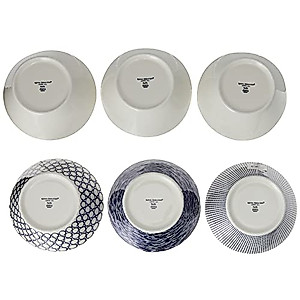 Royal Doulton Porcelain Pacific Mixed Patterns Bowls Set of 6, Blue/White, 5.9"