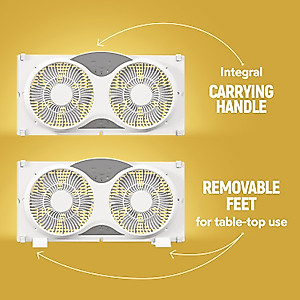 Craig Dual Window Fan with Reversible Airflow - Perfect Window Fans for Home Bedroom, Exhaust & Intake Options, Remote Controlled