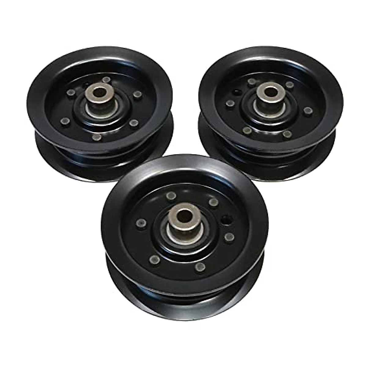 3PCS Black Flat Idler Pulley Compatible with Exmark Toro 50 54 inch Deck Quest E-Series S-Series Timecutter 106-2175 , 132-9420
