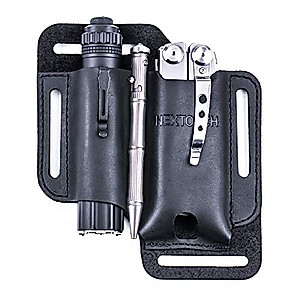 NEXTORCH EDC Leather Sheath, Multitools Sheath,Knife Belt Sheath/Leather Flashlight Holster/EDC Pocket Organizer Sheath for men, FLashlight Sheath for Knives/Flashlights/Tactical Pens/Tools