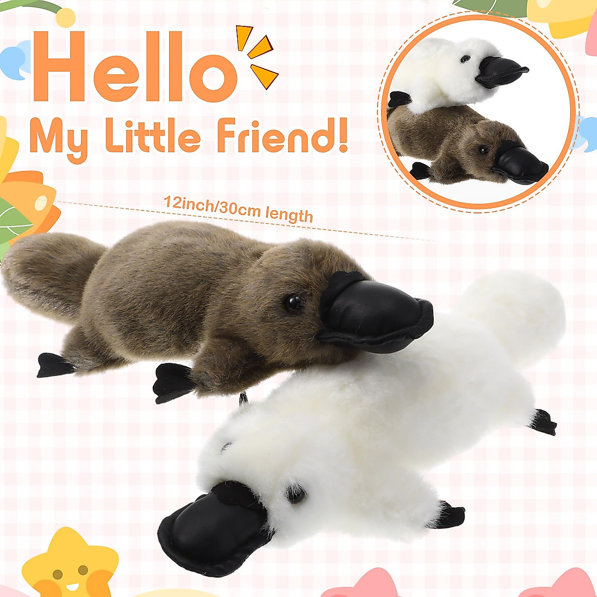 HyDren 2 Pcs Duckbill Stuffed Animal 12 Inch Duckbill Soft Plush Pillow Duckbill Toy Stuffed Duckbill for Kids