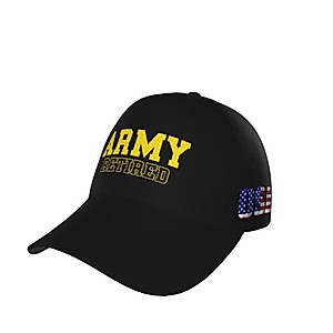 Tavos Army Retired Trucker Hat for Men - Baseball Snapback Cap American Flag