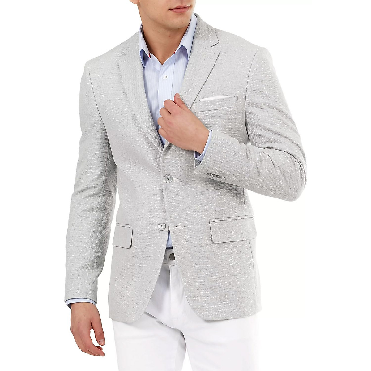 Tommy Hilfiger Mens Conrad Slim Fit Suit Separate Two-Button Blazer Gray 42R