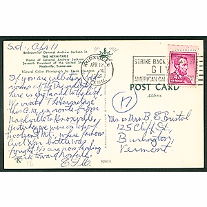 Bedroom of General Andrew Jackson The Hermitage 7th President Nashville Tennessee Postcard