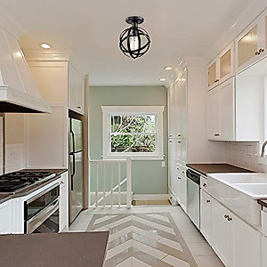 Globe Electric Tatum 1 Dark Bronze Flush Mount Ceiling Light 60877, Brown