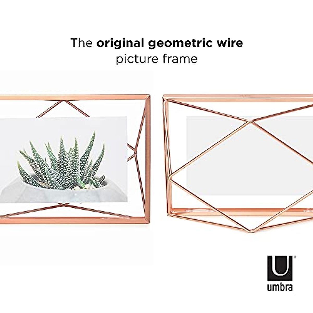 Umbra Prisma Picture Frame, 4 x 6 Photo Display for Desk or Wall, Copper