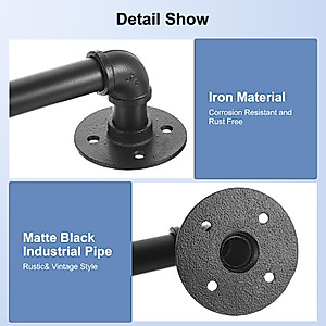 uxcell Wall Mounted Towel Rack, Industrial Pipe Towel Bar, Bathroom Hardware Towel Bar Accessory, Kitchen Pot Rack DIY Rustic Iron Bathroom Towel Rack Holder (40 Inch)