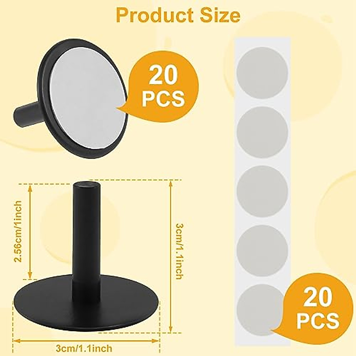 20 Pcs Duck Plug, Self-Adhesive Rubber Duck Mount, Black Rubber Duck Holder with Double-Sided Round Stickers, Rubber Duck Holder for Dashboard Display Duck Lovers (Excluding Rubber Duck)