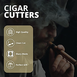 Guillotine Cigar Cutter - Double Blade Cigar Clipper - Stainless Steel Dual Bladed - Ultra-Sharp Straight Cut - Portable Black Plastic Cutters (10 Pack)