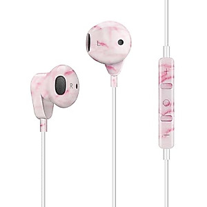 XNMOA Wired Headphones for iPhone 13/13 Mini / 13 Pro/13 Pro Max,Wired iPhone Earphones with Microphone,Headphones for School/Travel/Tablet, Pink Marble