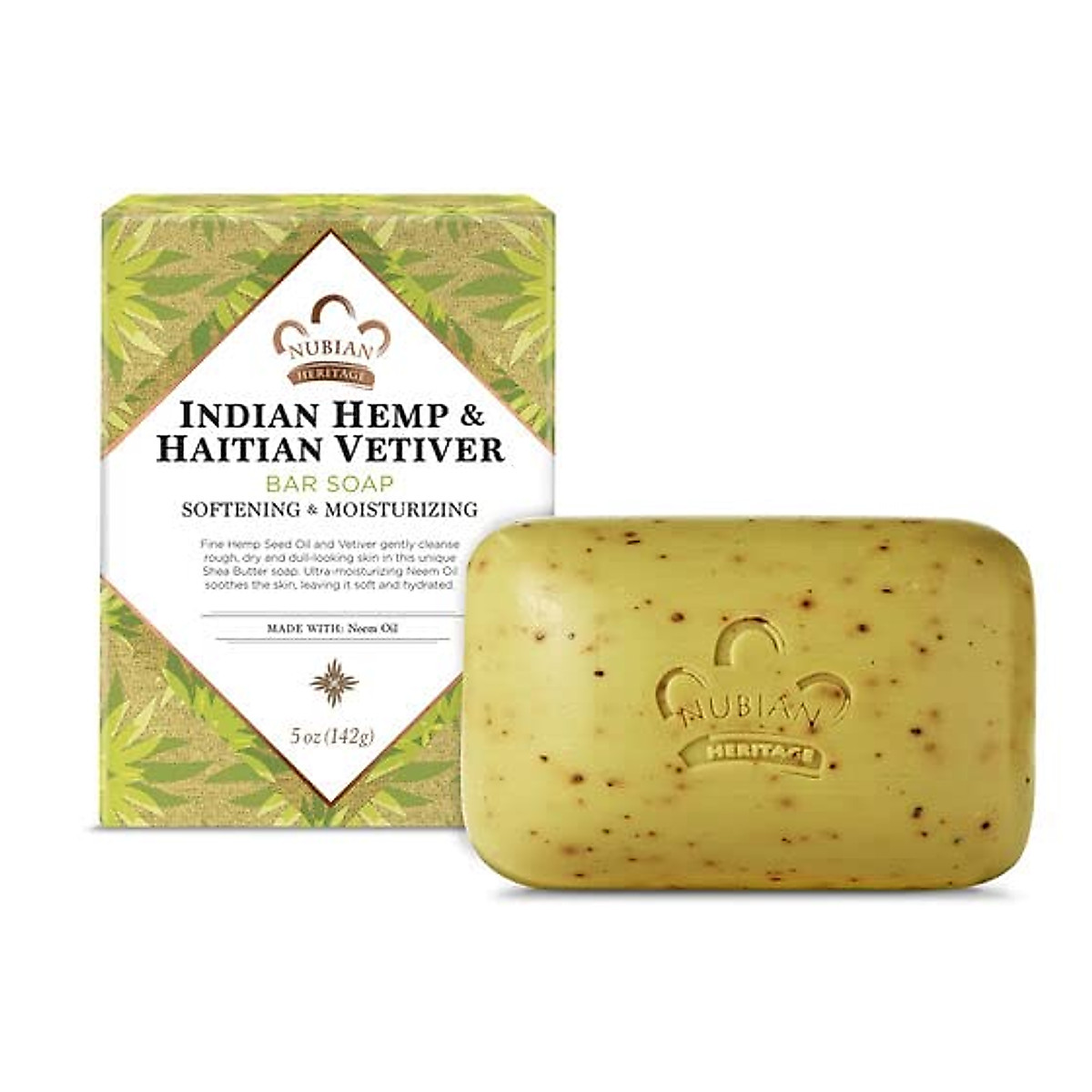 Nubian Indian Hemp and Haitian Vetiver Soap, 5 Ounces (Pack of 3)